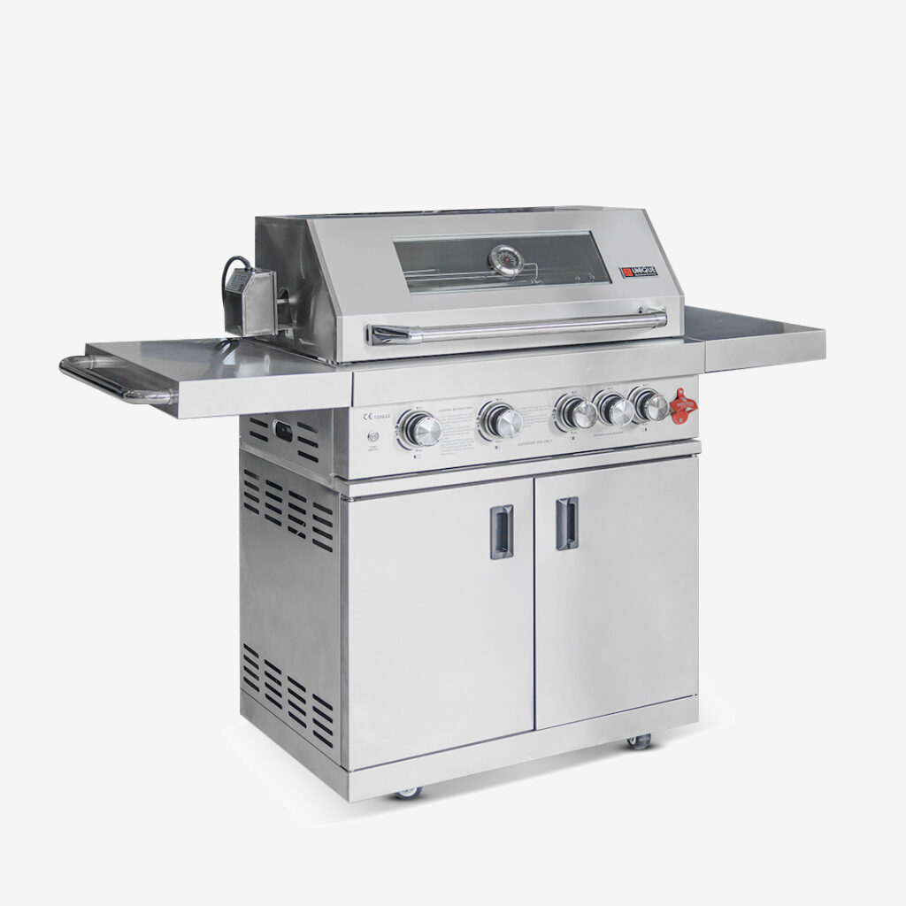 PREMIUM BBQ 4 BURNERS GRILL Silver Stainless Steel - Unique Outdoor Living